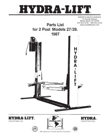 Hydralift Model 27, 28 Parts – Panzitta Sales & Service