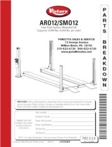 Rotary Lift Parts and Breakdowns – Panzitta Sales & Service