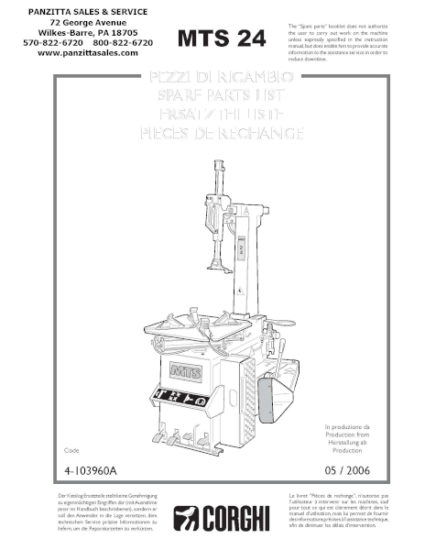 Corghi MTS 24 Parts – Panzitta Sales & Service