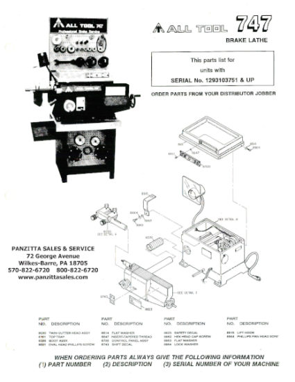 All Tool 747 Parts – Panzitta Sales & Service