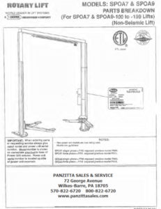 Rotary Lift Parts and Breakdowns – Panzitta Sales & Service